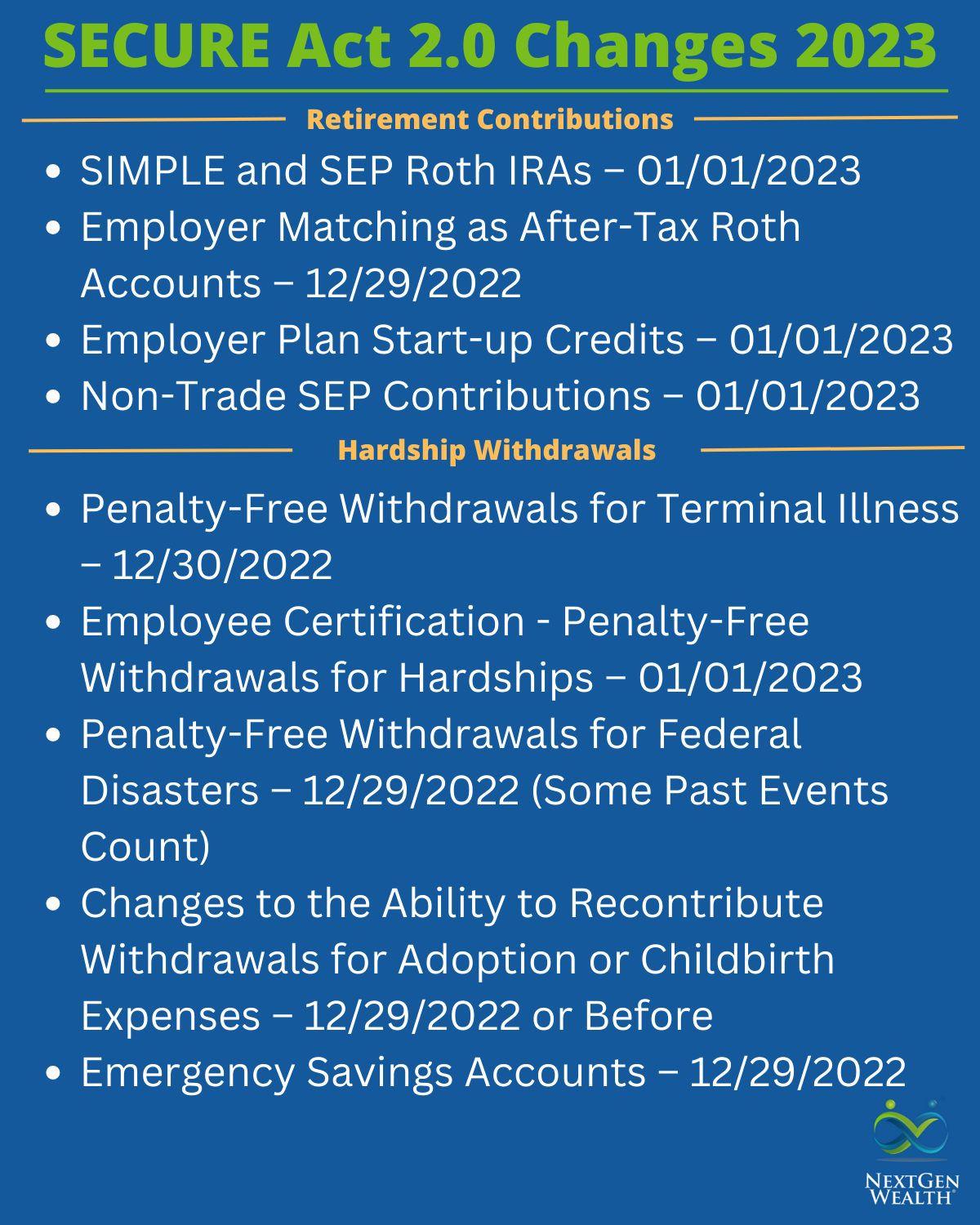 Secure Act 2.0 Changes Going Into Effect In 2023